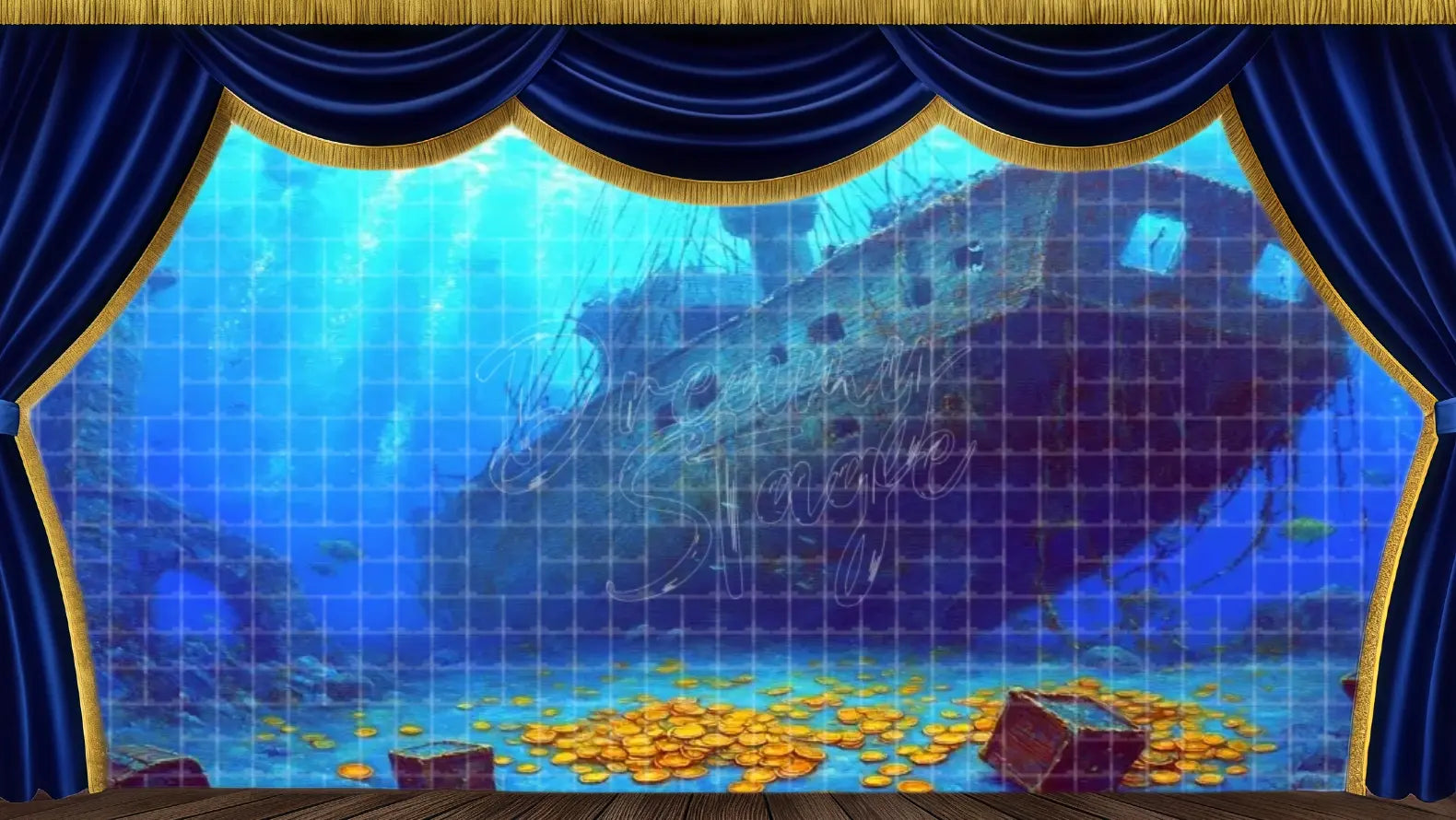 Sunken Shipwreck Reef – Undersea Stage Backdrop – Dreamystage